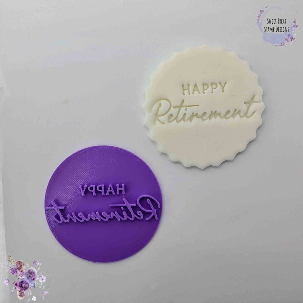 Happy Retirement Fondant Stamp – Sweet Treat Stamps